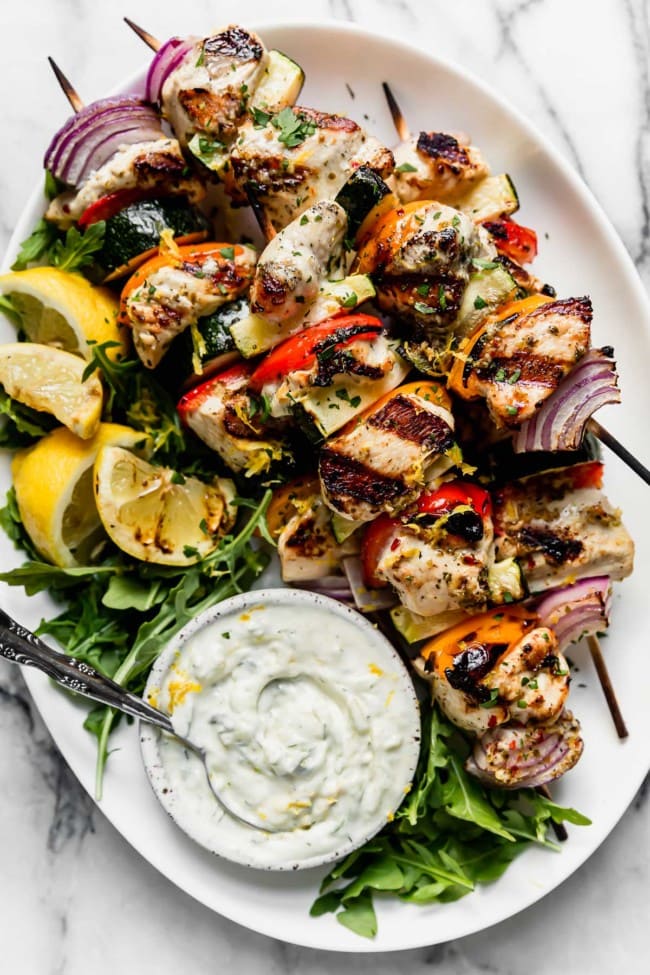 Greek Chicken Kebabs with Tzatziki Sauce - The Real Food Dietitians