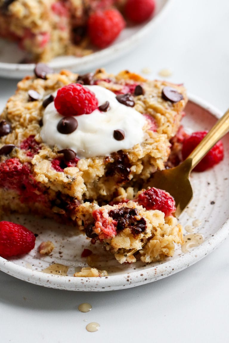 Raspberry Chocolate Chip Baked Oatmeal - The Real Food Dietitians