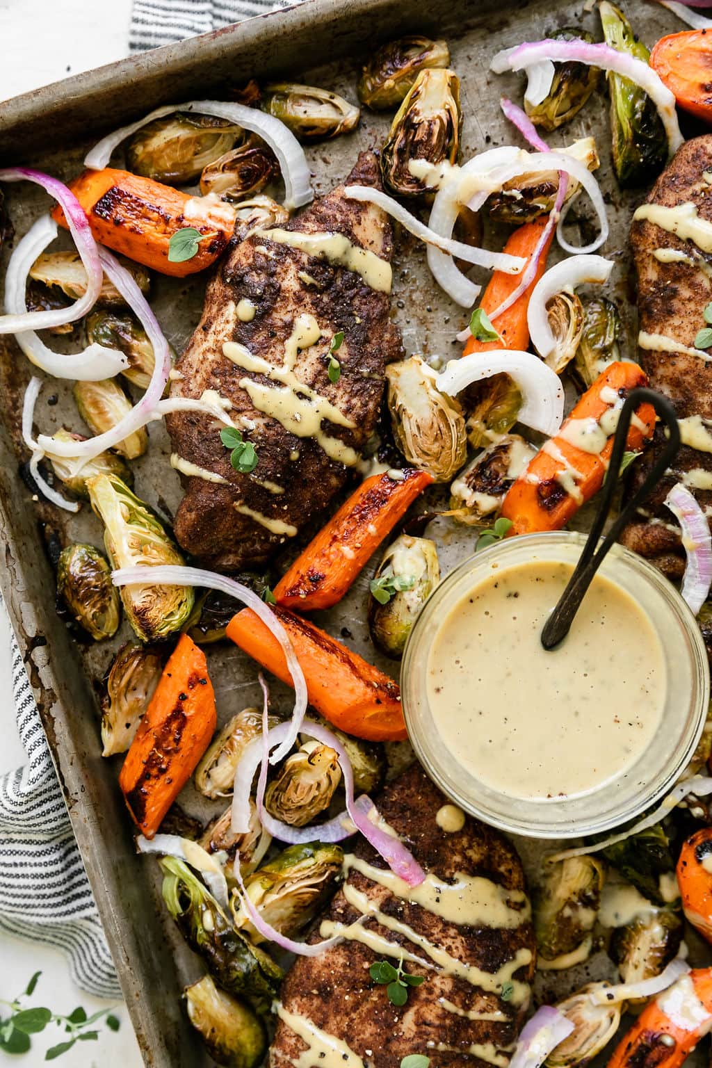 Harvest Sheet Pan Chicken Dinner (with Maple-Dijon Dressing) - The Real ...
