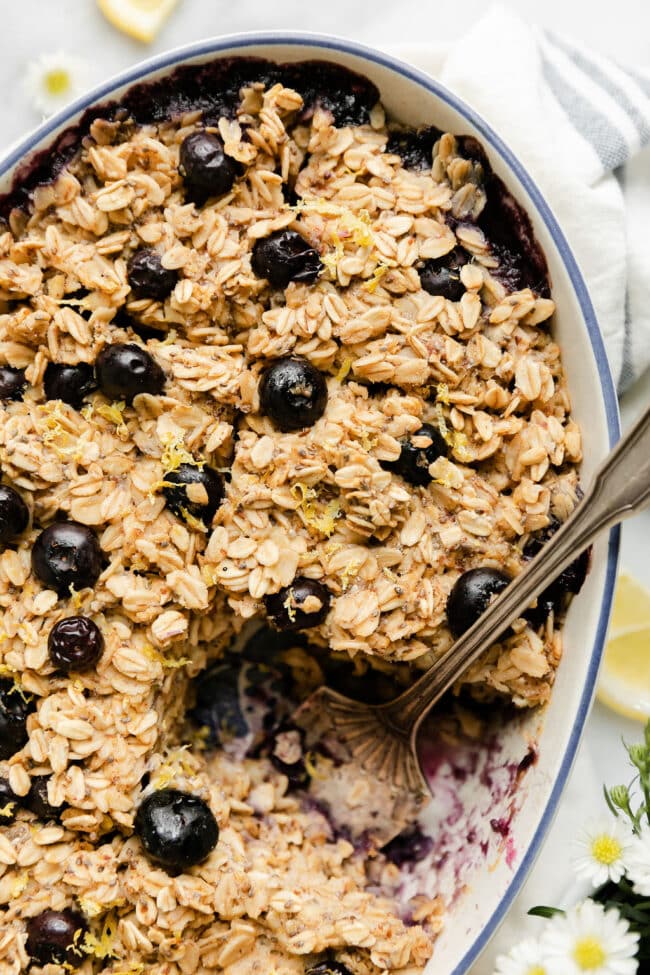 Lemon Blueberry Baked Oatmeal (Gluten Free and Vegan) - The Real Food ...