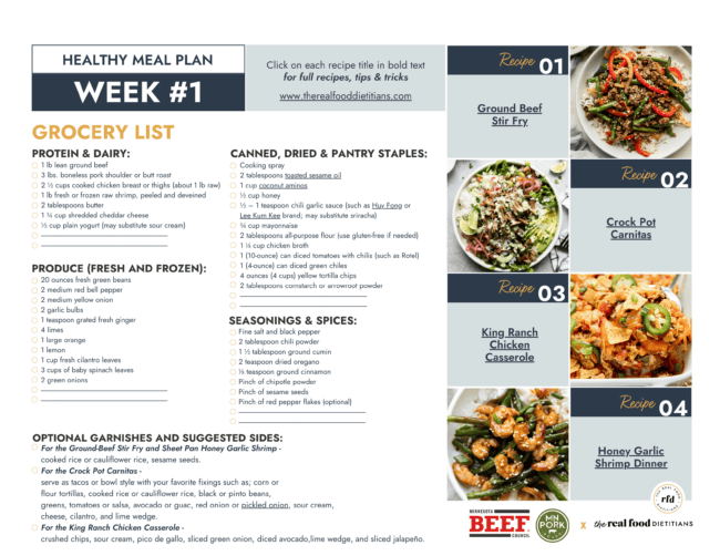 2-Week Healthy Meal Plan #8 with Grocery List - The Real Food Dietitians