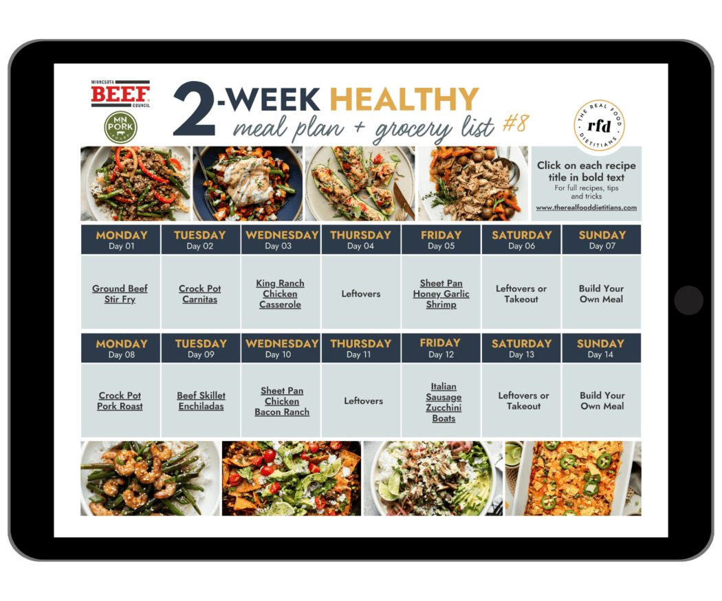 2-Week Healthy Meal Plan #8 with Grocery List - The Real Food Dietitians