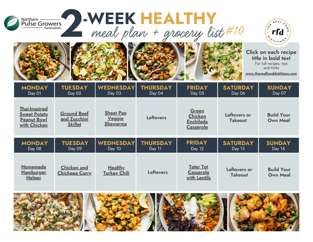 2 Week Healthy Meal Plan #10 with Grocery List - The Real Food Dietitians