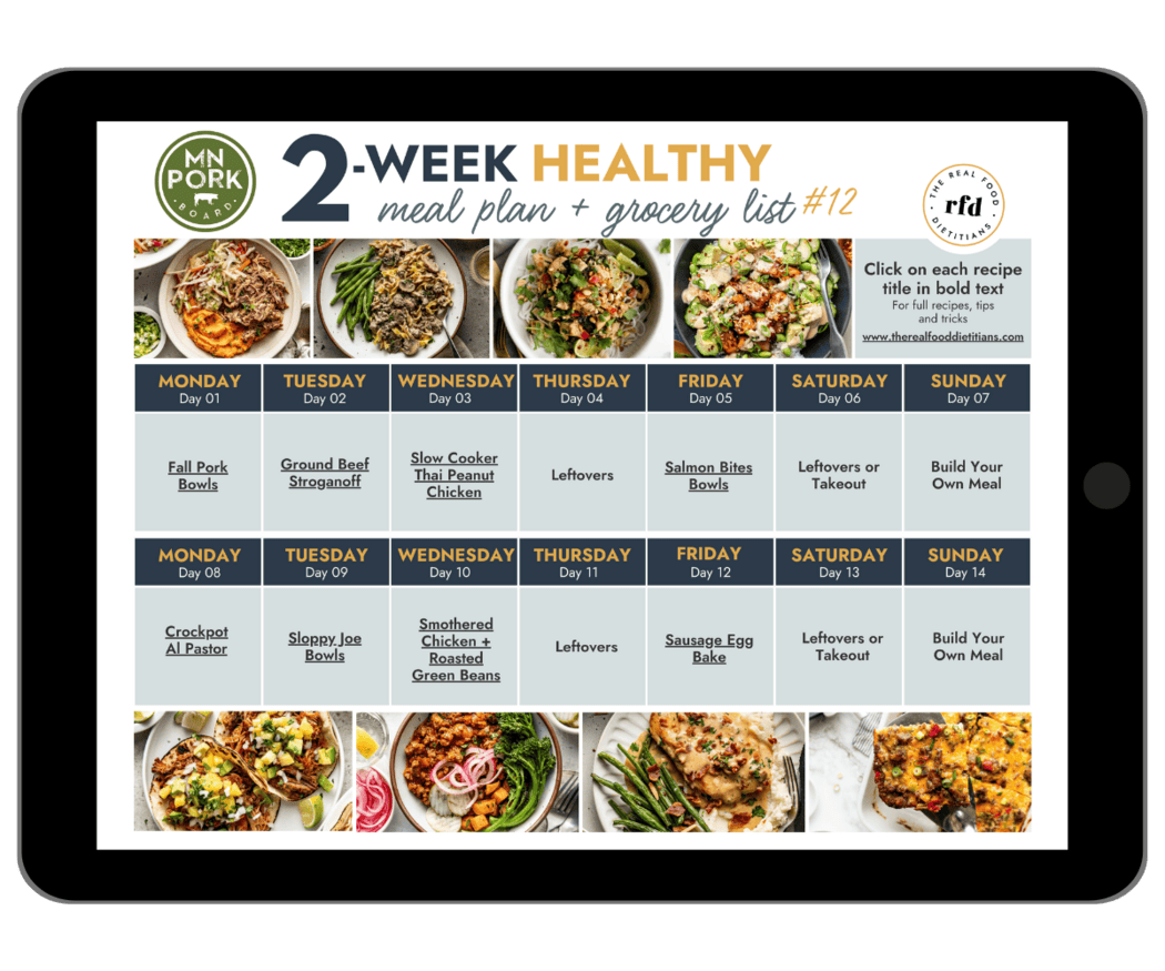 2 Week Healthy Meal Plan #12 With Grocery List - The Real Food Dietitians